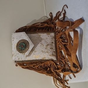 FLORA | Bags | Leather Fringe Crossbody Bag Western Style Nwt Coachella ...